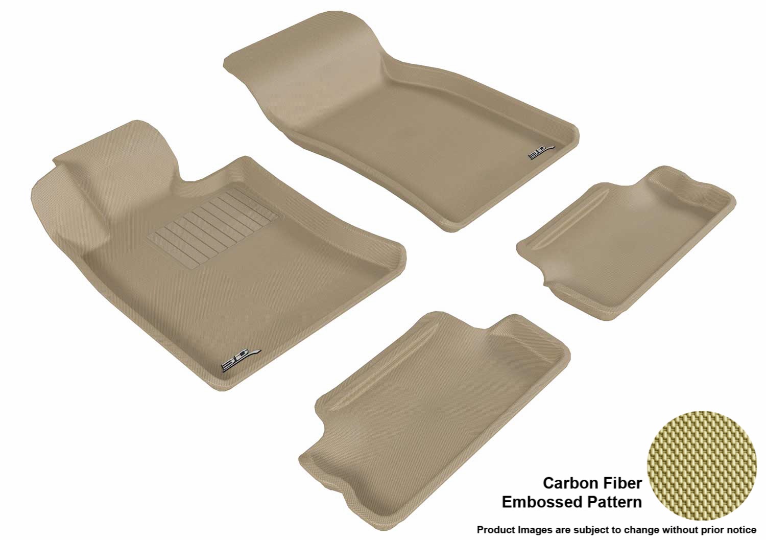 3D MAXpider L1MN00201502 Floor Mat Set; Tan; Carbon Fiber Texture ...