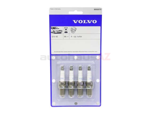 Genuine Volvo 8692070 Spark Plug; SET of 4 - Volvo | 272344 30637308 ...