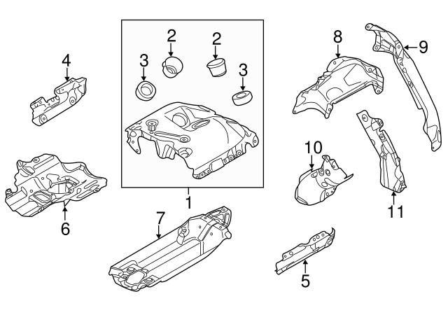 Genuine BMW 11657577003 Turbocharger Mount Heat Shield; Left Lower - BMW