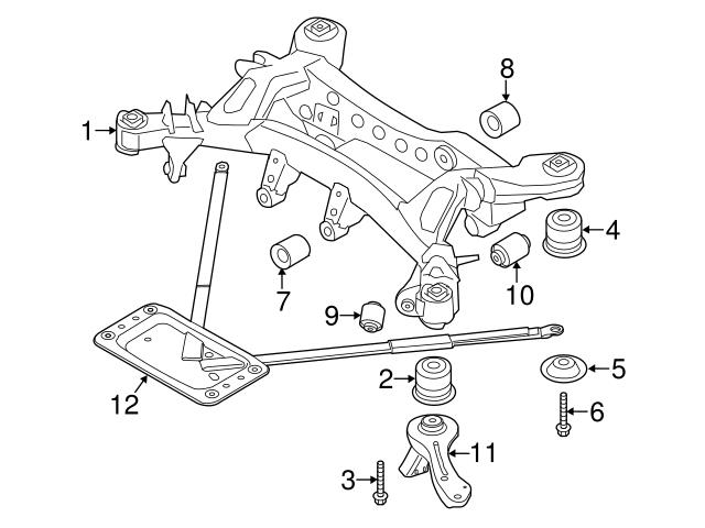 Genuine BMW 33316782160 Suspension Crossmember Insulator; Rear Rearward ...