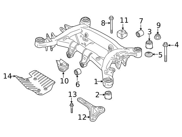 Genuine BMW 33316874037 Suspension Crossmember Insulator; Rear Forward ...
