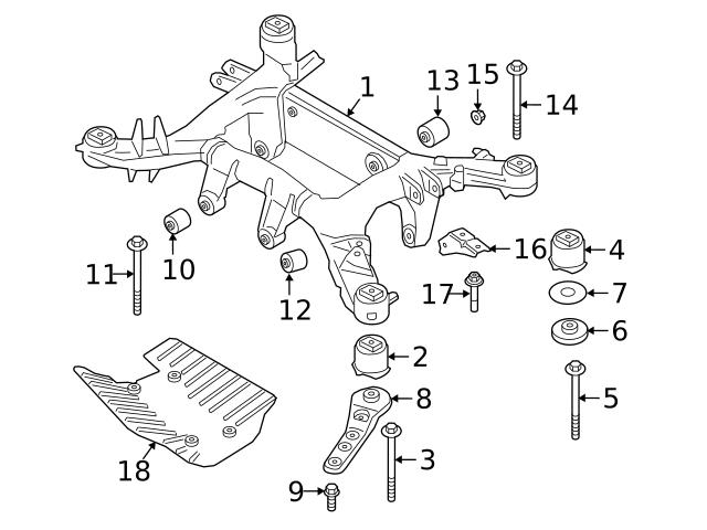 Genuine BMW 33326881781 Suspension Crossmember Insulator; Rear Rearward ...