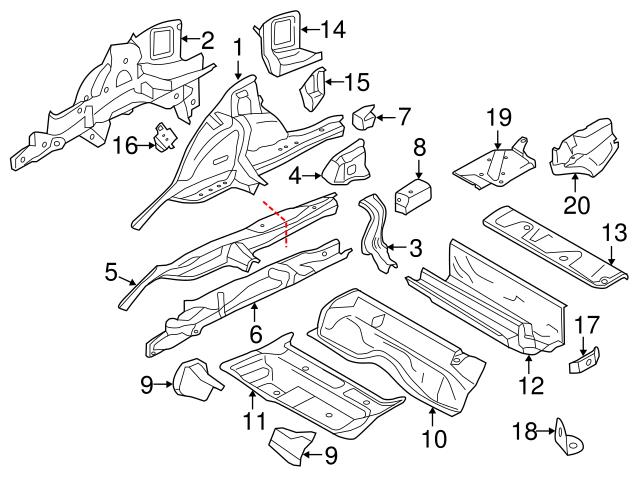 Genuine BMW 41007284307 Wheel Housing Side Panel Brace; Left Front ...