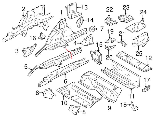 Genuine BMW 41007376609 Floor Pan Bracket; Left Outer - BMW ...