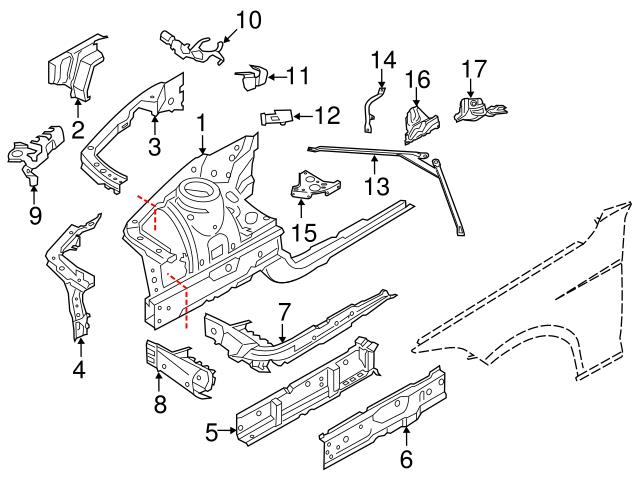 Genuine BMW 41007377922 Floor Side Rail Bracket; Front Right - BMW ...