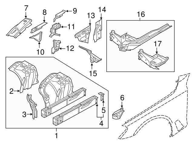 Genuine BMW 41007412952 Fender Reinforcing Bar; Front Right - BMW