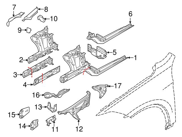 Genuine BMW 41007427129 Fender Apron Extension Bracket; Left - BMW