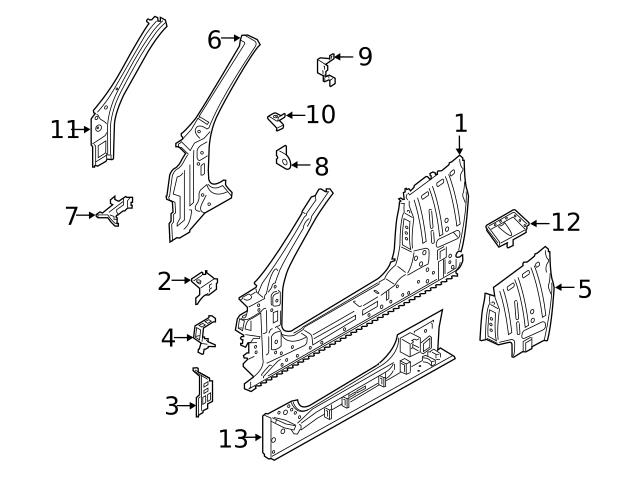 Genuine BMW 41007439890 B Pillar Extension; Right - BMW
