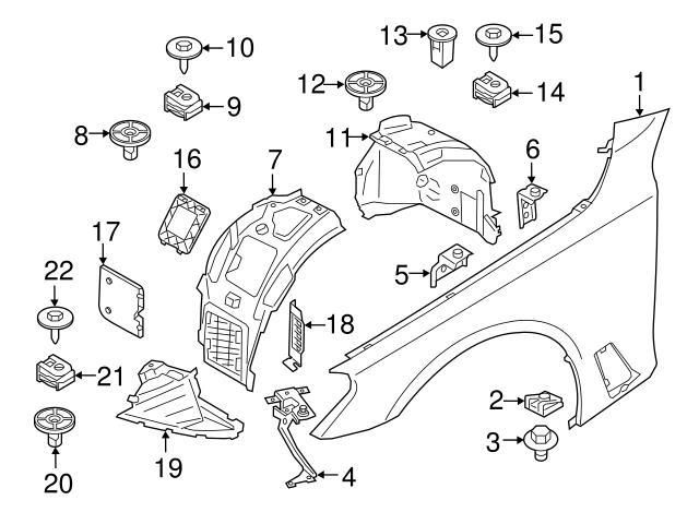 Genuine BMW 41007440418 Fender Bracket; Left Rear, Right Rear - BMW