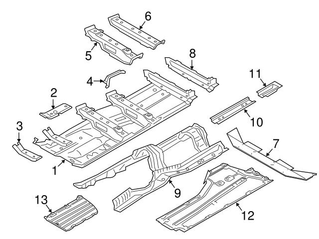 Genuine BMW 41007444028 Floor Pan Reinforcement Bracket; Left, Right ...