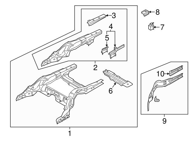 Genuine BMW 41007469333 Floor Pan Reinforcement Bracket; Rear Left - BMW