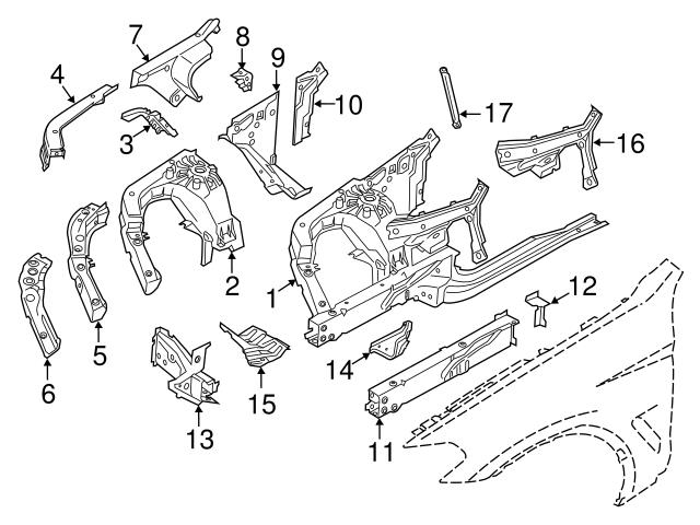 Genuine BMW 41007481000 Fender Rail Bracket; Right - BMW