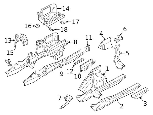 Genuine BMW 41007488069 Wheel Housing Side Panel Brace; Left Upper - BMW