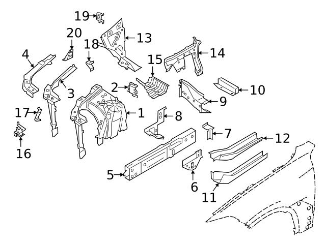 Genuine BMW 41007933250 Frame Side Member Reinforcement; Right - BMW
