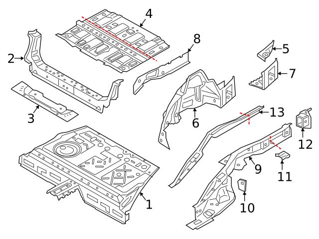 Genuine BMW 41007954266 Wheel Housing Bracket; Right - BMW