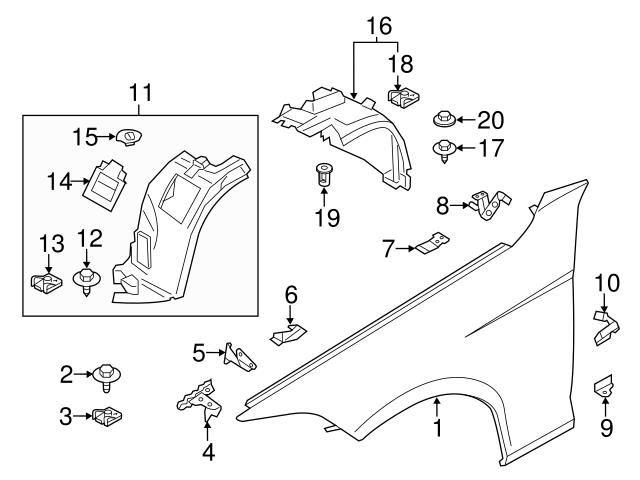 Genuine BMW 41102992891 Fender Bracket; Left - BMW