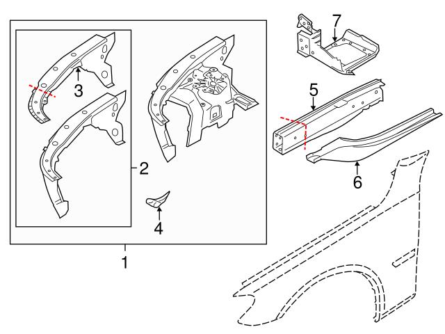 Genuine BMW 41107204060 Fender Rail Bracket; Right - BMW