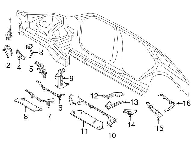 Genuine BMW 41117159145 Frame Side Member Reinforcement Bracket; Left ...