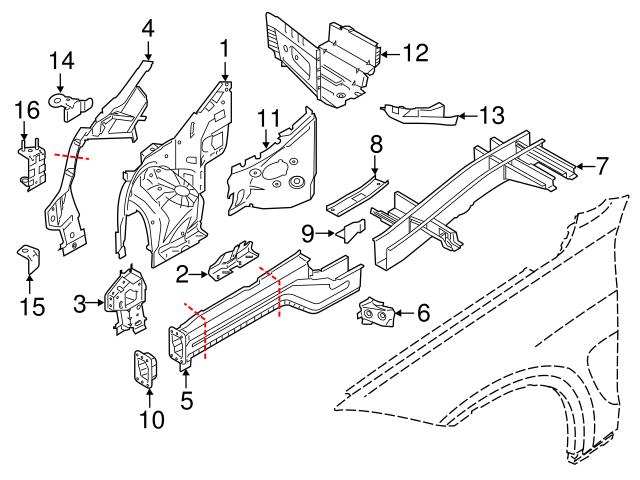 Genuine BMW 41117174306 Bumper Cover Reinforcement Beam Bracket; Right ...