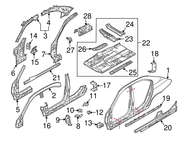Genuine BMW 41217111358 Rocker Panel Reinforcement; Right - BMW