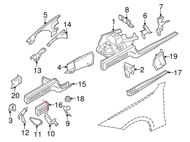 Genuine BMW 41217145349 Fender Rail Bracket; Left - BMW