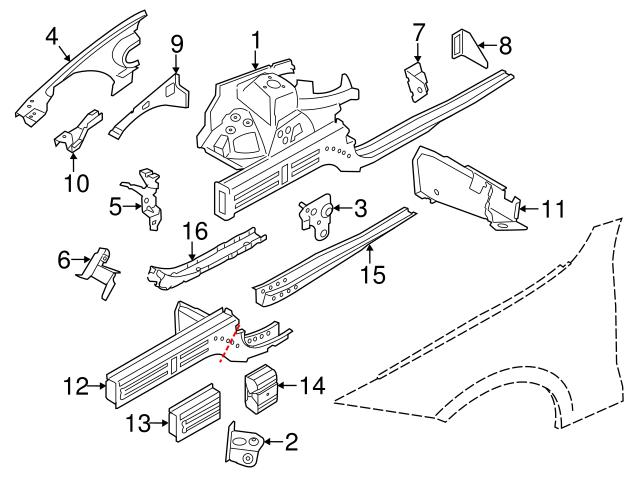 Genuine BMW 41217145353 Frame Rail End; Left - BMW