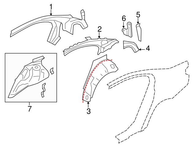 Genuine BMW 41217204458 Wheel Housing Bracket; Right - BMW