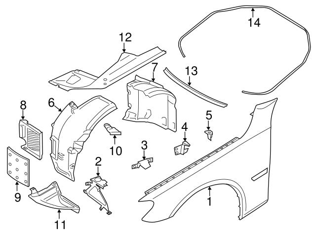 Genuine BMW 41357204501 Fender Bracket; Left - BMW