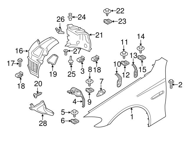 Genuine BMW 41357207207 Fender Bracket; Left - BMW