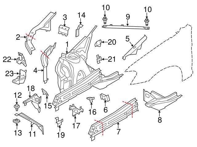 Genuine BMW 41357267335 Fender Brace; Left - BMW