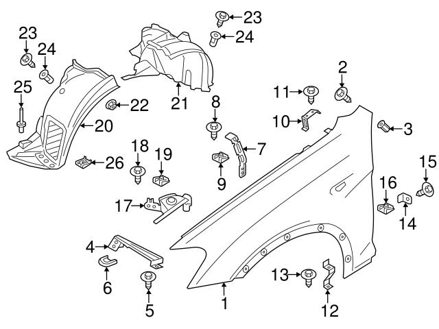 Genuine BMW 41357267336 Fender Brace; Right - BMW