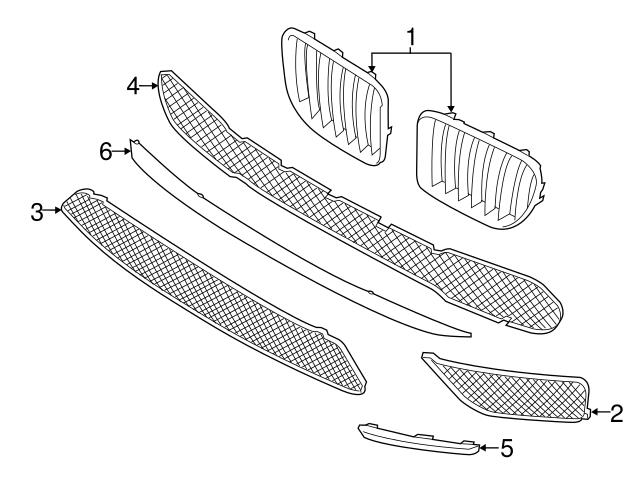 Genuine BMW 51117303757 Grille; Left Outer - BMW