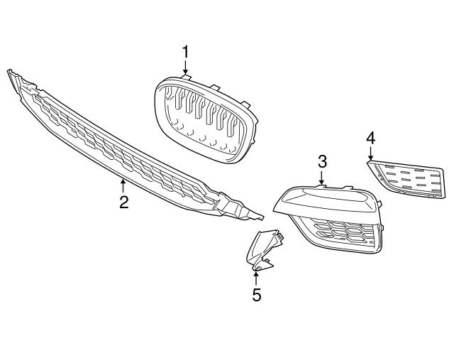 Genuine BMW 51118070394 Grille Molding; Right, Front Center Right - BMW