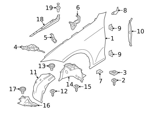 Genuine BMW 51118074892 Fender Liner Extension; Right - BMW