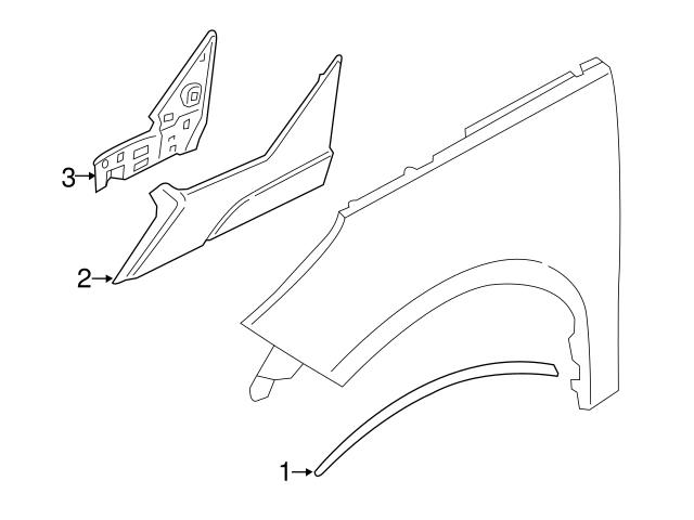 Genuine BMW 51137453552 Fender Molding Bracket; Right - BMW | 51137314020