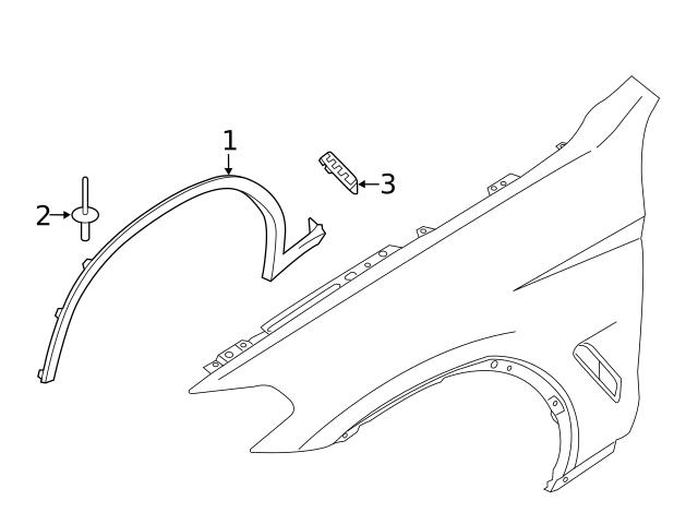 Genuine BMW 51137461075 Fender Molding; Front Left - BMW
