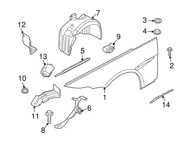 Genuine BMW 51137906525 Fender Molding; Left - BMW