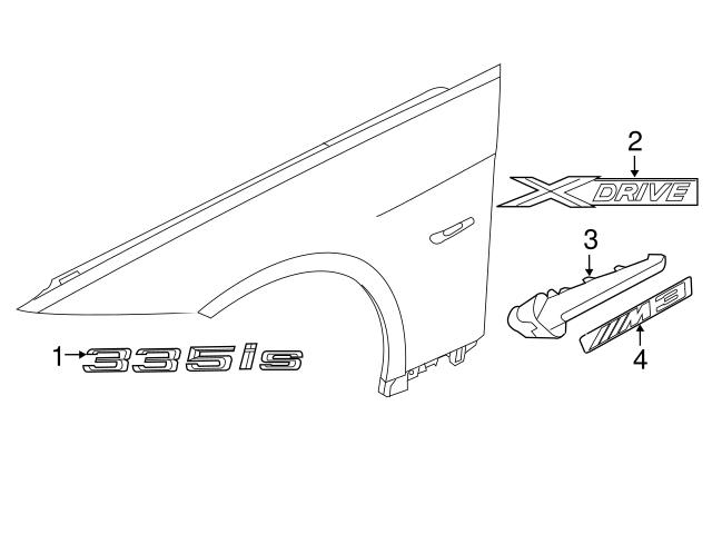 Genuine BMW 51138042227 Fender Emblem; Left - BMW