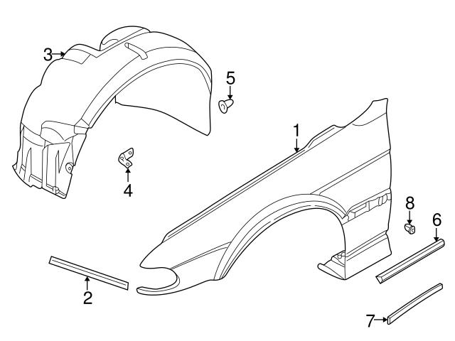 Genuine BMW 51138236893 Fender Molding; Left Lower - BMW
