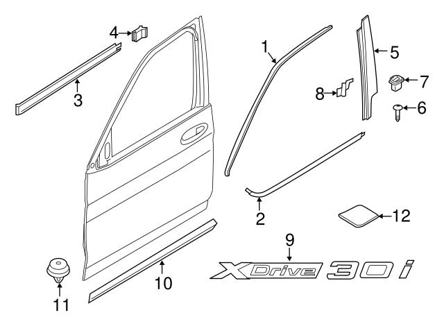Genuine BMW 51138499210 Door Molding; Front Right Lower, Right Lower - BMW