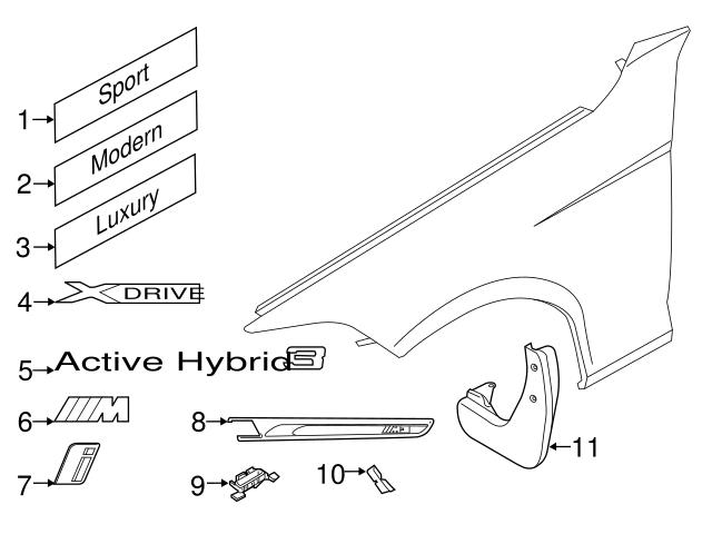 Genuine BMW 51147327750 Fender Emblem; Left, Right, Front - BMW