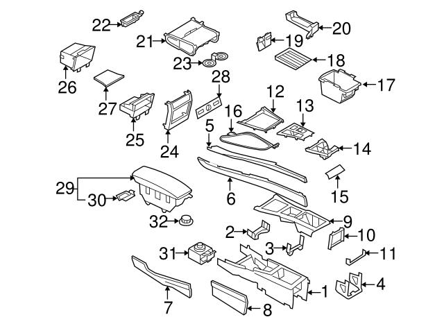 Genuine BMW 51166954945 Console Cup Holder; Rear - BMW