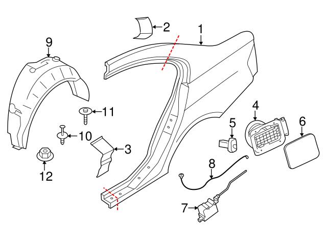 Genuine BMW 51177238100 Fuel Filler Housing; Rear - BMW | 51177238101
