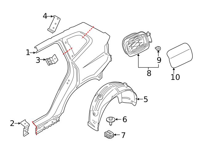 Genuine BMW 51177405751 Fuel Filler Housing; Rear - BMW