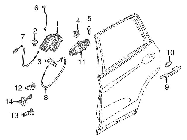 Genuine BMW 51219491457 Door Handle, Exterior; Rear Left Outer, Left - BMW