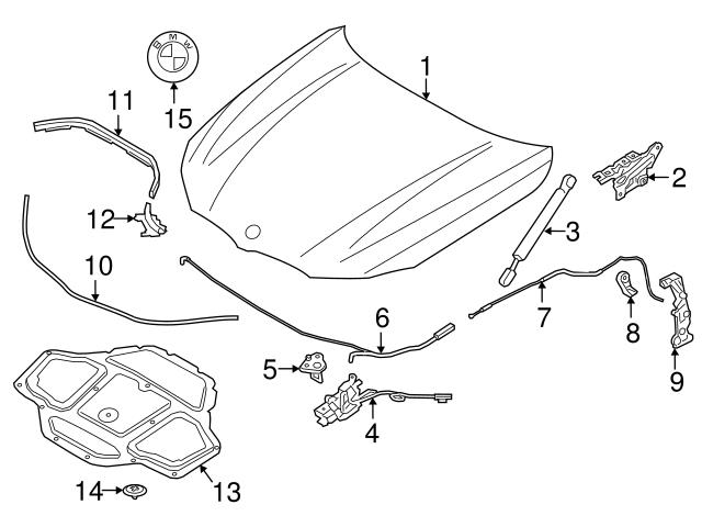 Genuine BMW 51237347414 Hood Release Cable; Front - BMW