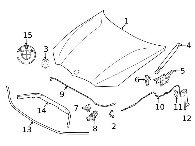 Genuine BMW 51237446416 Hood Release Handle Bracket - BMW