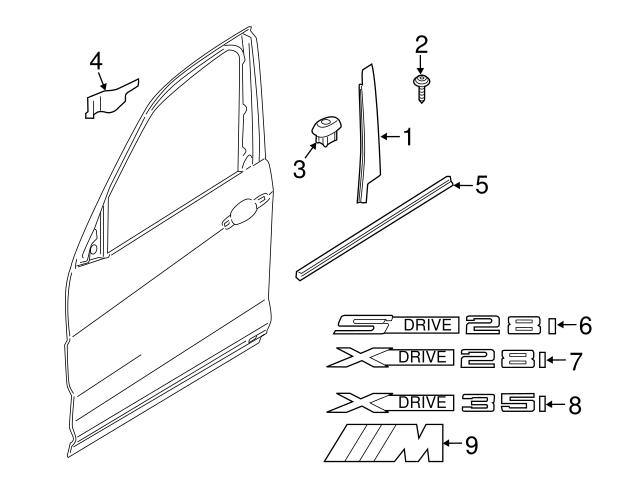 Genuine BMW 51332990303 Door Belt Molding; Left - BMW