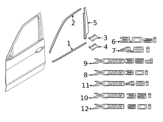 Genuine BMW 51337136951 Door Reveal Molding; Left - BMW