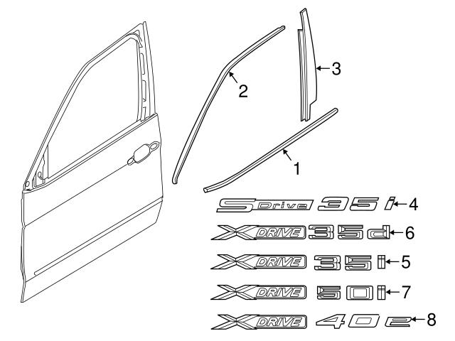 Genuine BMW 51337289619 Door Belt Molding; Left - BMW | 51337289625